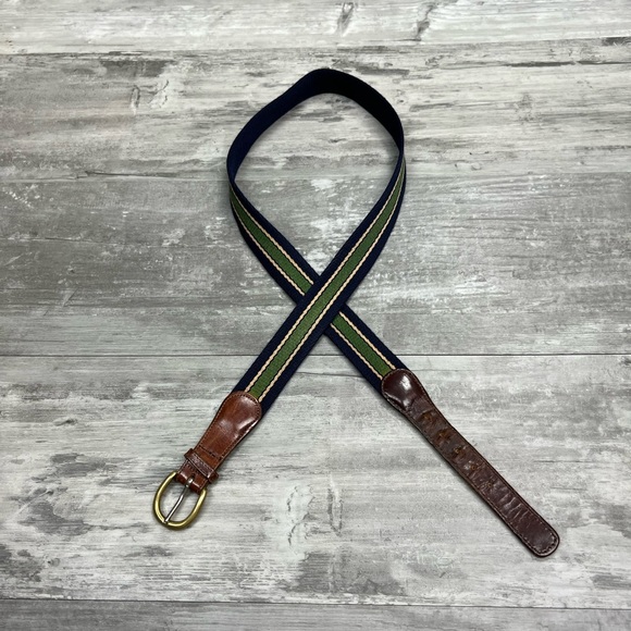 Trafalgar | Accessories | Trafalgar Navy Green Cream Stripe Belt 38 ...